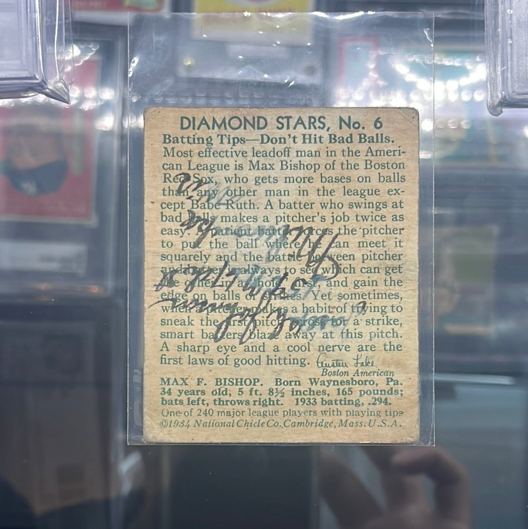 1934 Diamond Stars Max Bishop Trading Card – All In Autographs