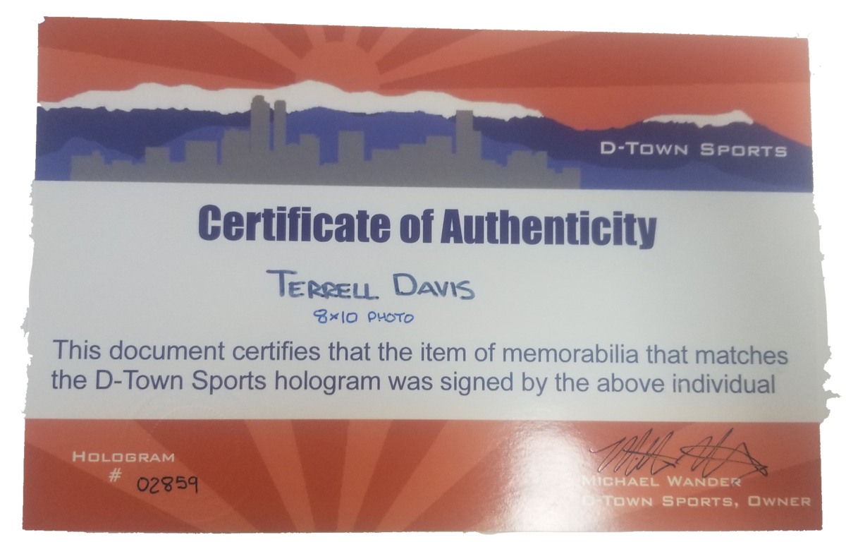 Terell Davis Signed Framed 8X10 Photo – All In Autographs