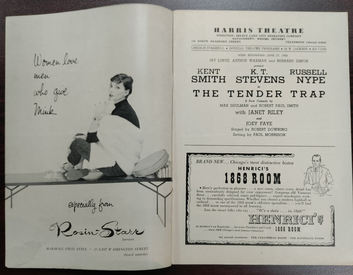 Harris Theatre Stagebill 1955 Featuring Kent Smith, Russell Nype in ...