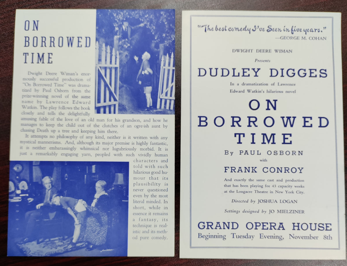 Vintage Flyers (2) for Dudley Digges in "On Borrowed Time" at the Grand ...