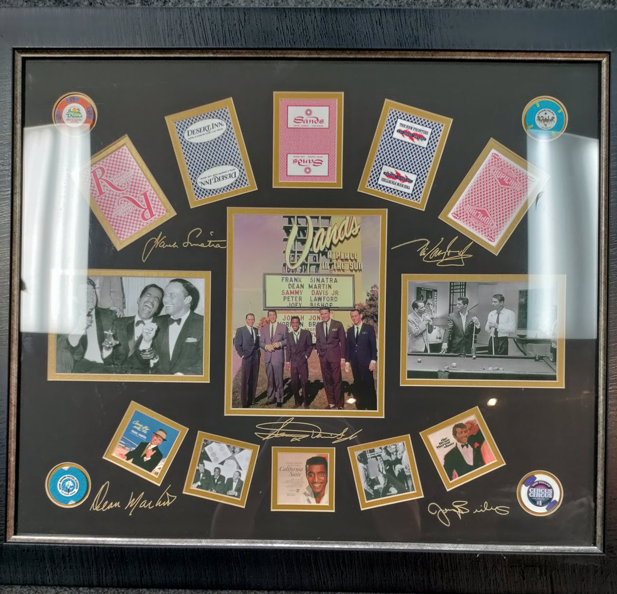 Rat Pack Commemoative with Chips , Cards, Dean Martin, Joey Bishop ...