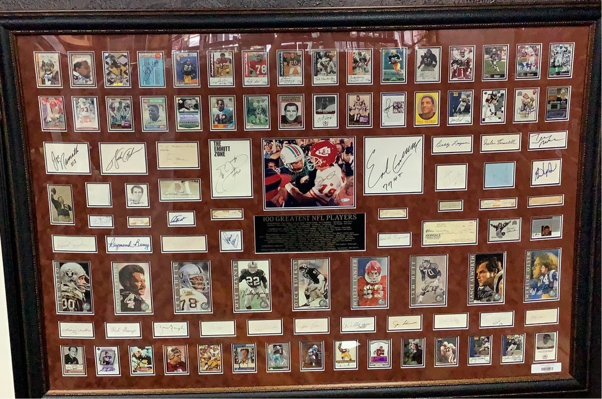 100 NFL Greatest Players Autographed Photo Collage – All In Autographs